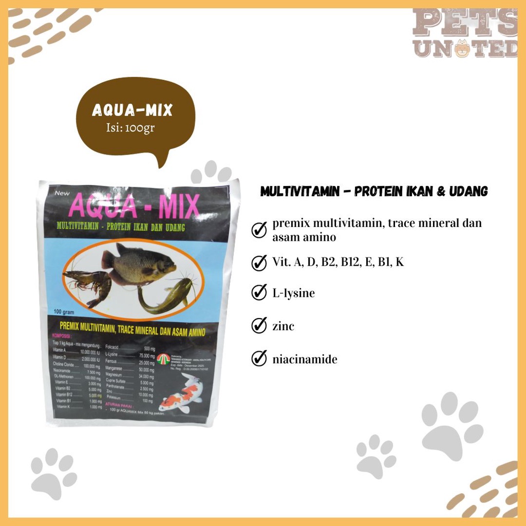 Aqua-mix 100Gr Tamasindo Multivitamin Protein Shrimp Fish Premix ...