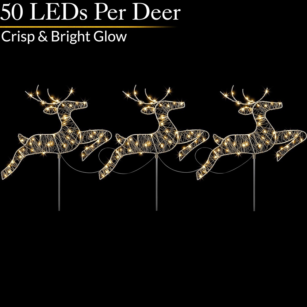 Christmas 3-Piece Set Deer Decoration Light DIY LED Reindeer Elk ...