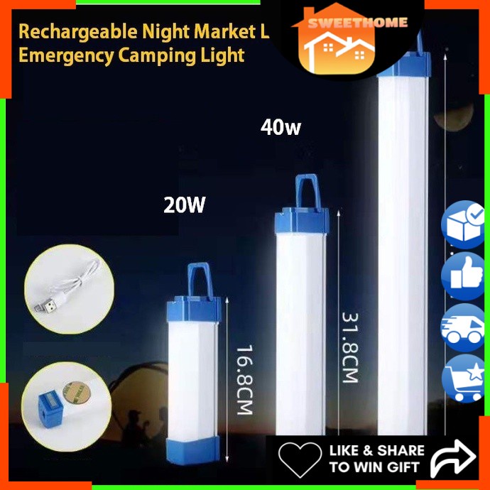 20w 40w 60w Portable Lantern Camping LED Light Flashlight USB Rechargeable Camping Emergency ...