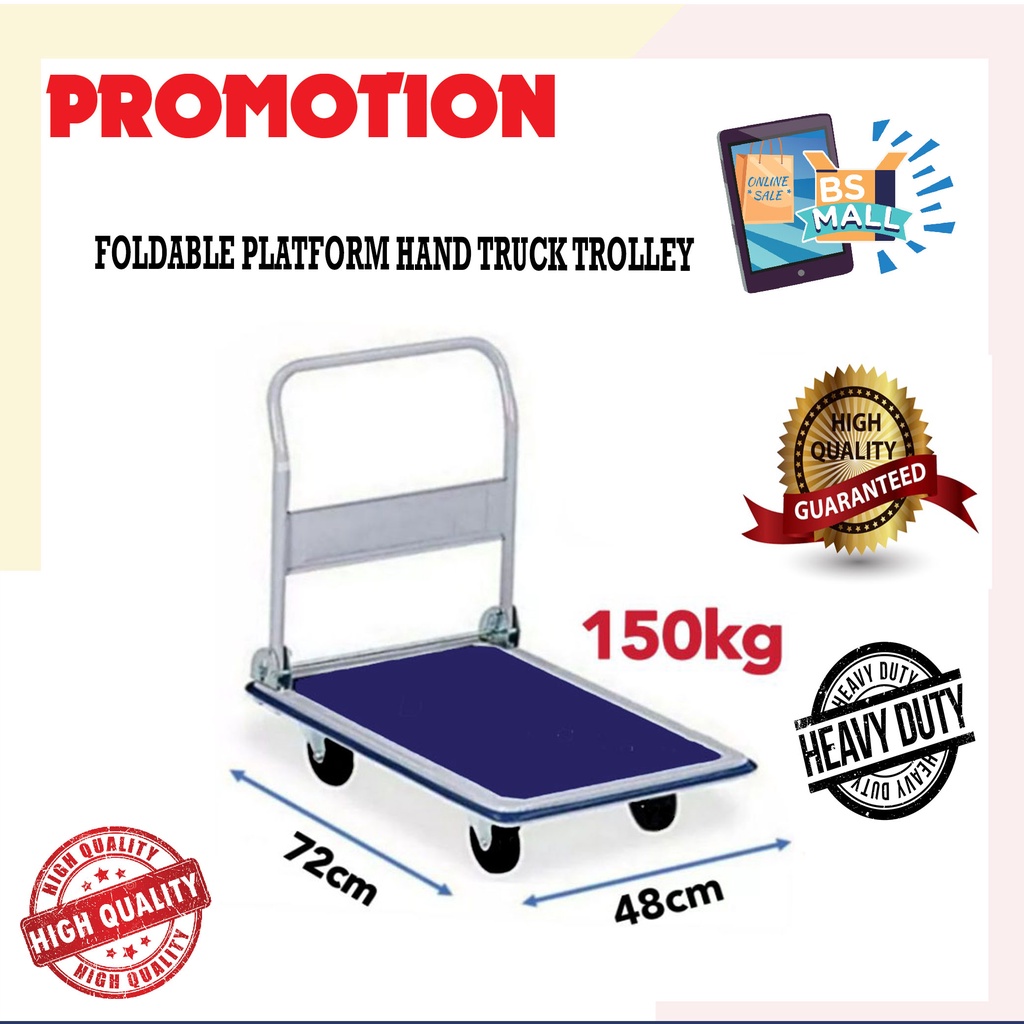 BS 150KG Heavy Duty PVC Foldable Platform Hand Truck Trolley/Kereta ...