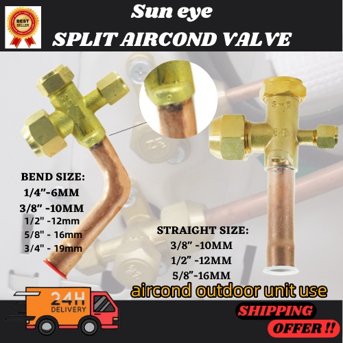 3WAY 2WAY Valve Aircond Access Compressor gas Valve Outdoor Copper Tube ...