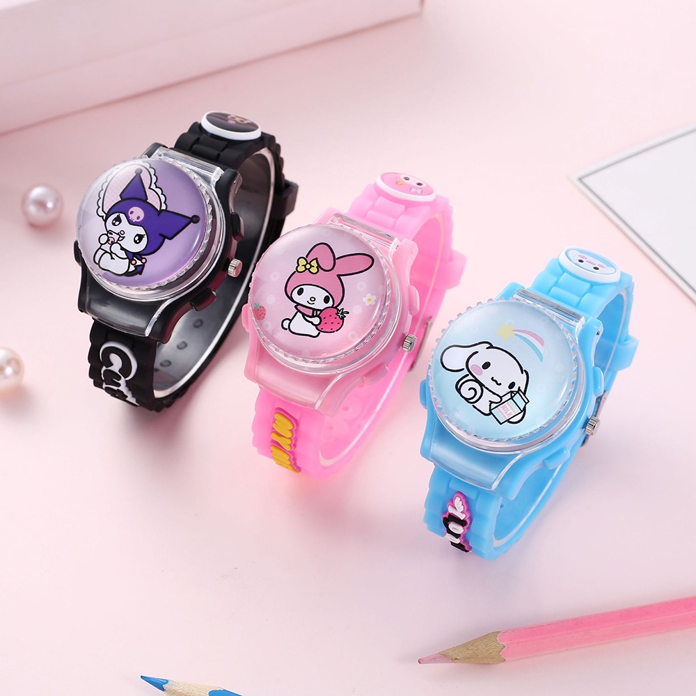 Sanrio Cartoon Kid's Watch kuromi Melody Cinnamoroll LED Light ...