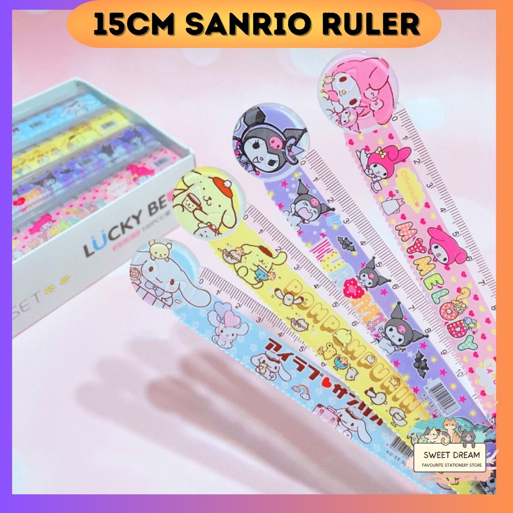 15CM Sanrio Kuromi Melody Cinnamorol Pompompurin Wave Ruler Student ...