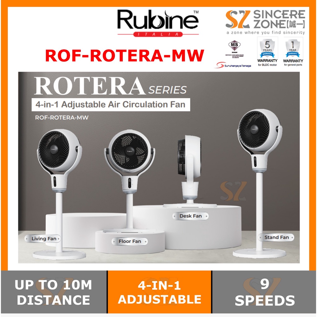 Rubine ROF-ROTERA-MW 4-in-1 Adjustable Air Circulation Fan (MATTE WHITE ...