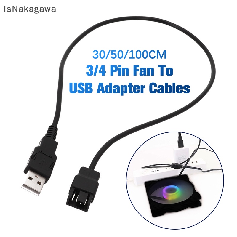 IsNakagawa 30/50/100CM 3/4 Pin Fan To USB Adapter Cables Computer Pc ...