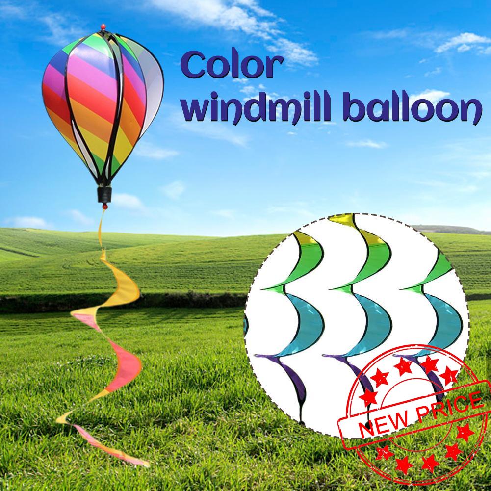 Rainbow Hot Air Balloon Wind Spinner Rotating Sequin Hanging Rainbow ...
