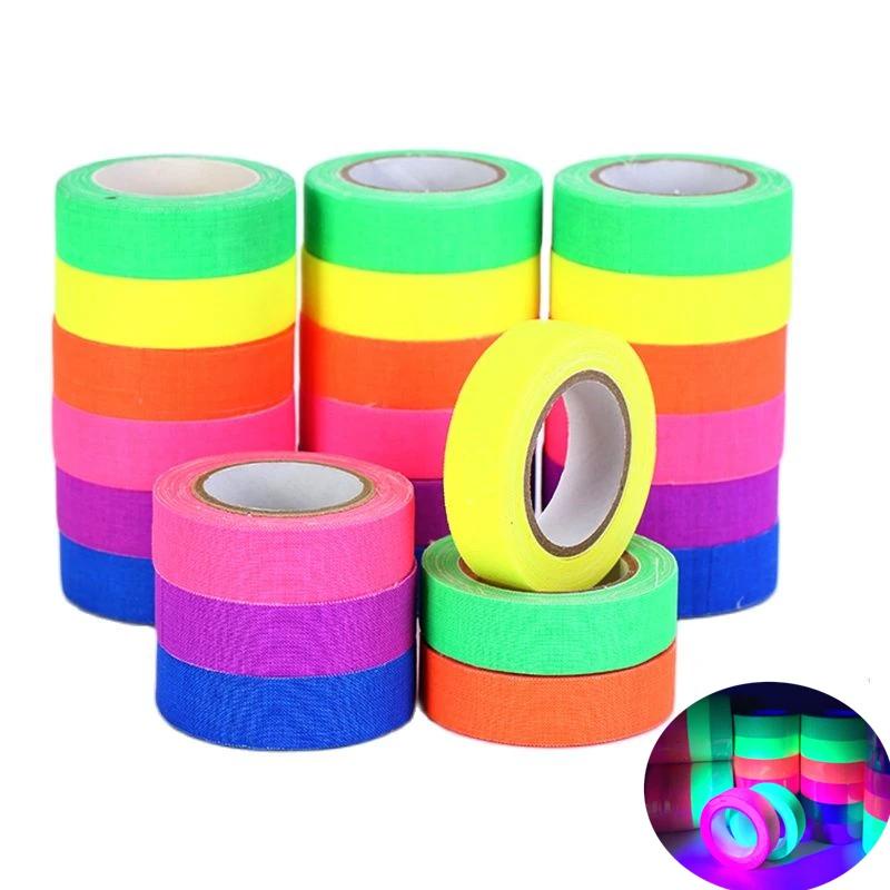 6 Rolls UV Glow Neon Gaffer Tape Cotton Safety Warning UV Tape for ...