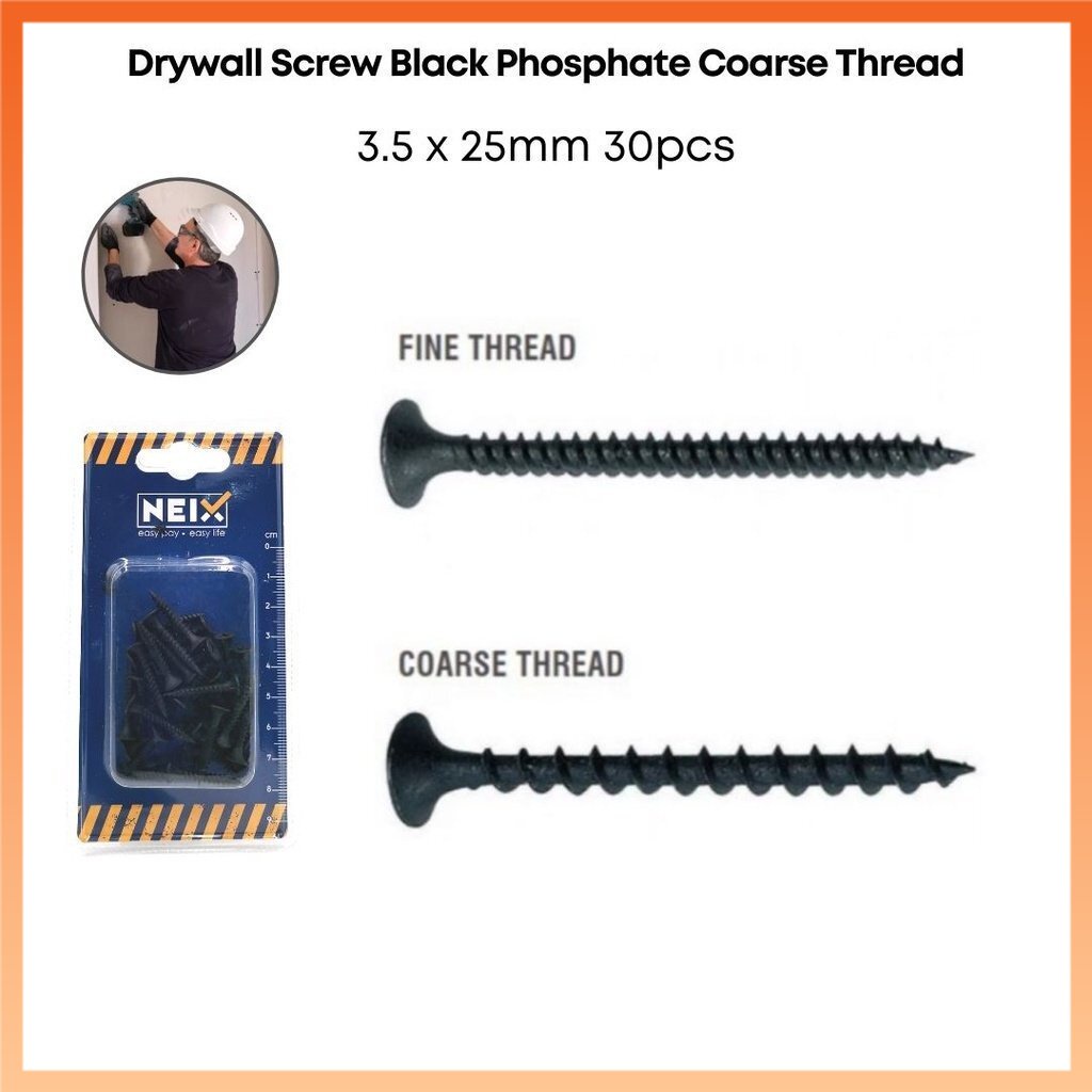 [READY STOCK] Generic Drywall/Black Screw Black Steel Screw Coarse ...