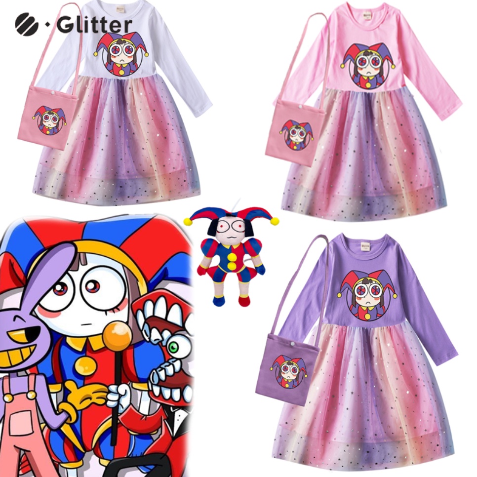The Amazing Digital Circus Dress for Kids Girl Pomni Cosplay Cartoon ...