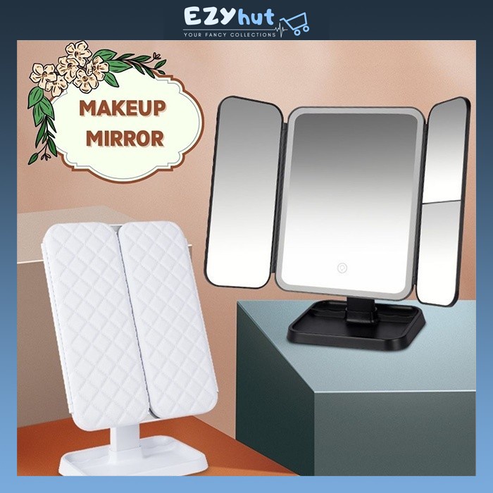 3 Modes Rechargeable LED Desk Mirror Vanity Mirror With Lights Makeup ...