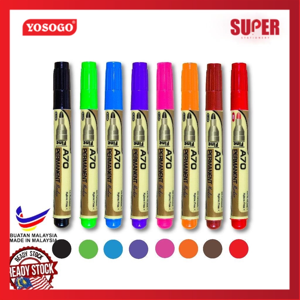 [super stationery] YOSOGO Penanda Kekal 12 Pcs A70/A90 Permanent Marker ...