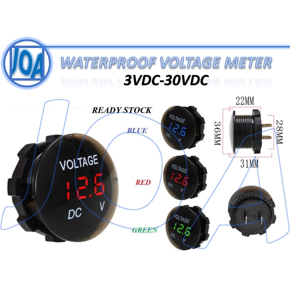 [Ready Stock] Car Motorcycle Universal Waterproof Digital Voltage Meter ...