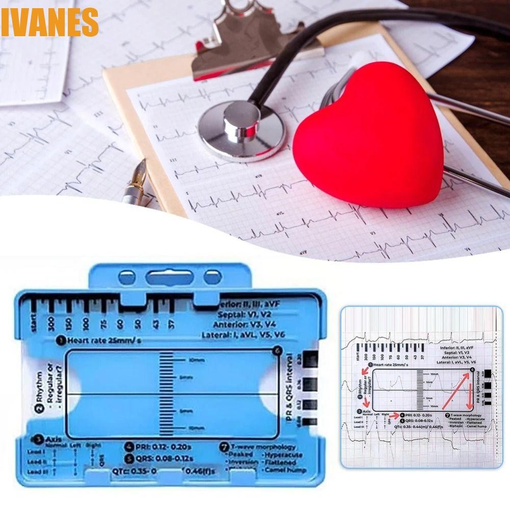 IVANES ECG 7 Step Ruler Card, with Protective Sheath Portable Pocket Ecg/Ekg Reference Guide ...