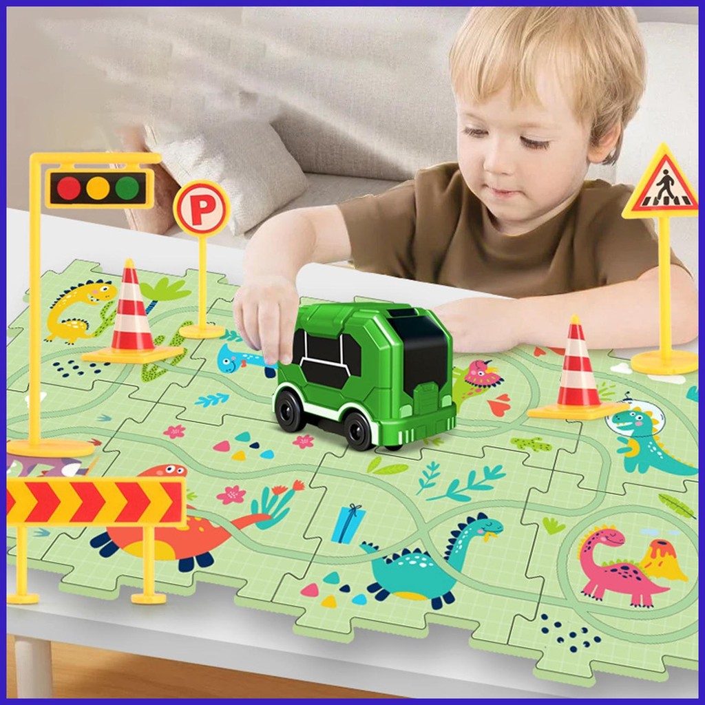 Kids Car Track Puzzle Kids Puzzle Rail Car Play Set Brain Teaser Puzzle ...