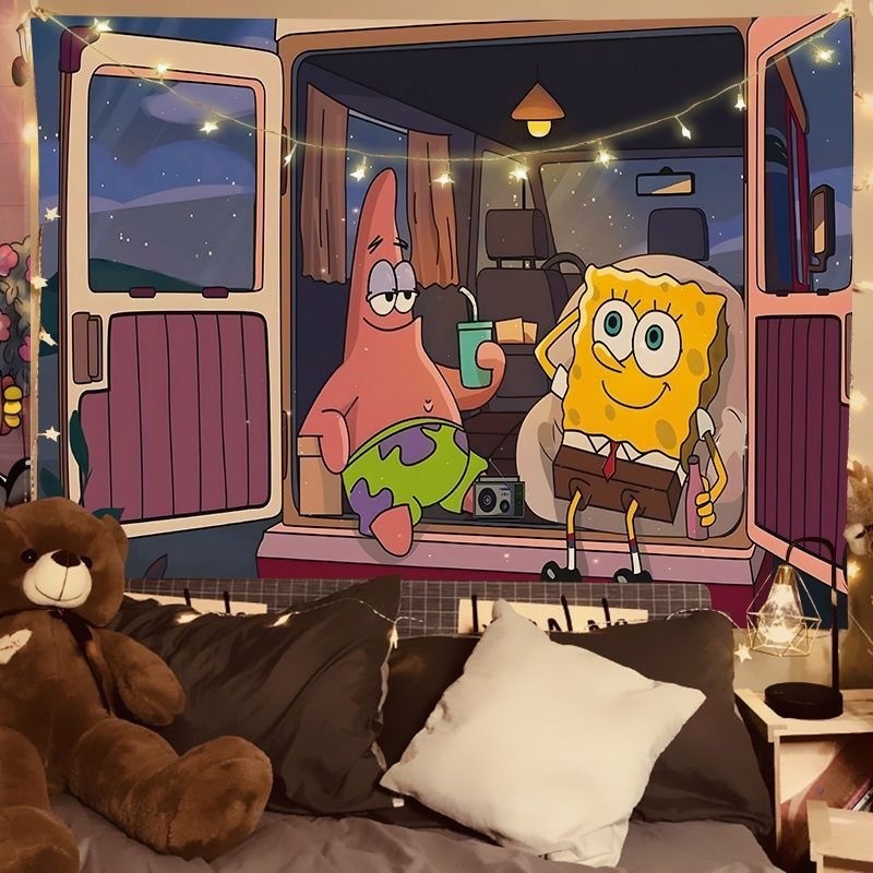 Spongebob SquarePants Pie Big Star Background Wall Cloth Cartoon ...
