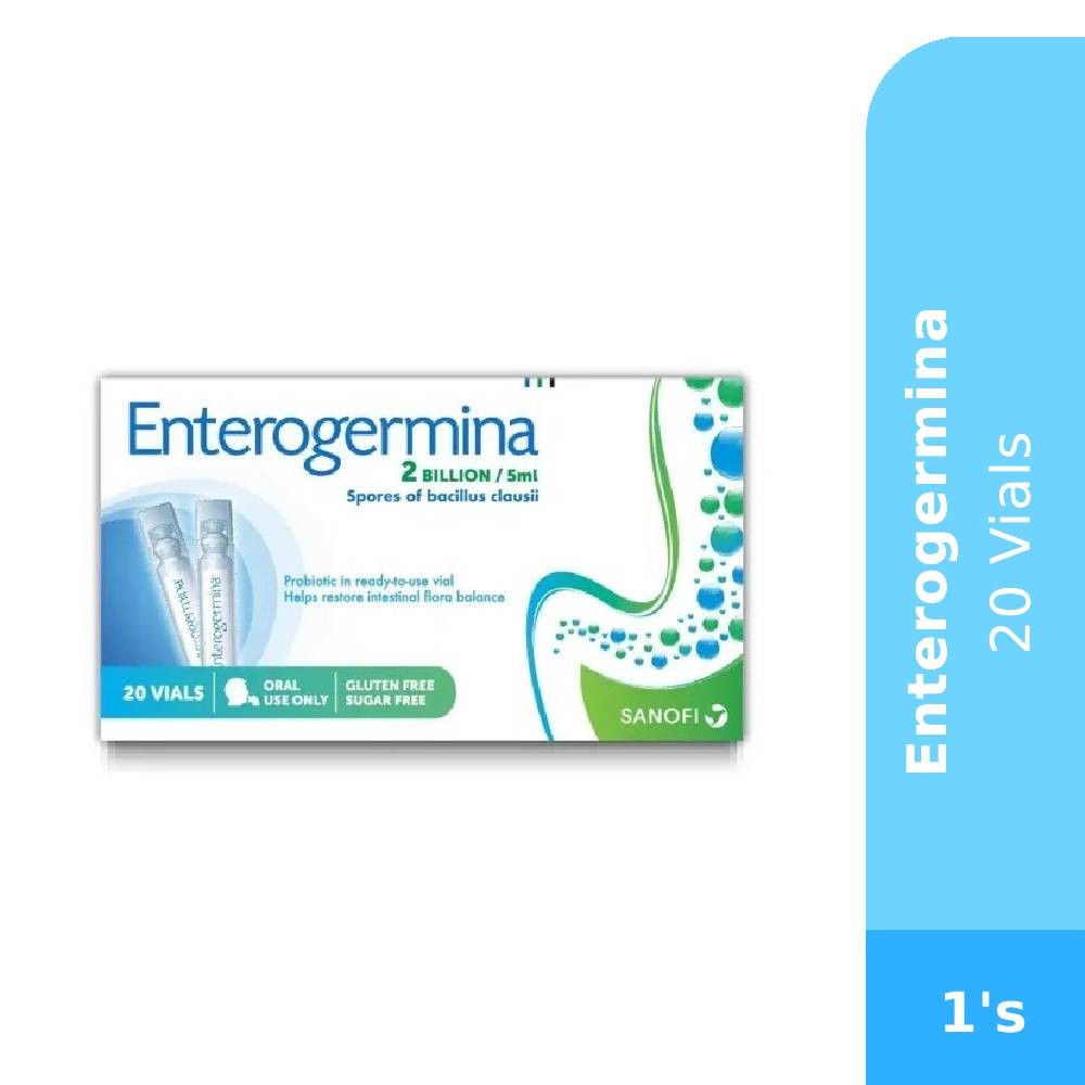 ENTEROGERMINA 20 Vials-Probiotic , Liquid, Sugar Free HMS Town Pharmacy ...