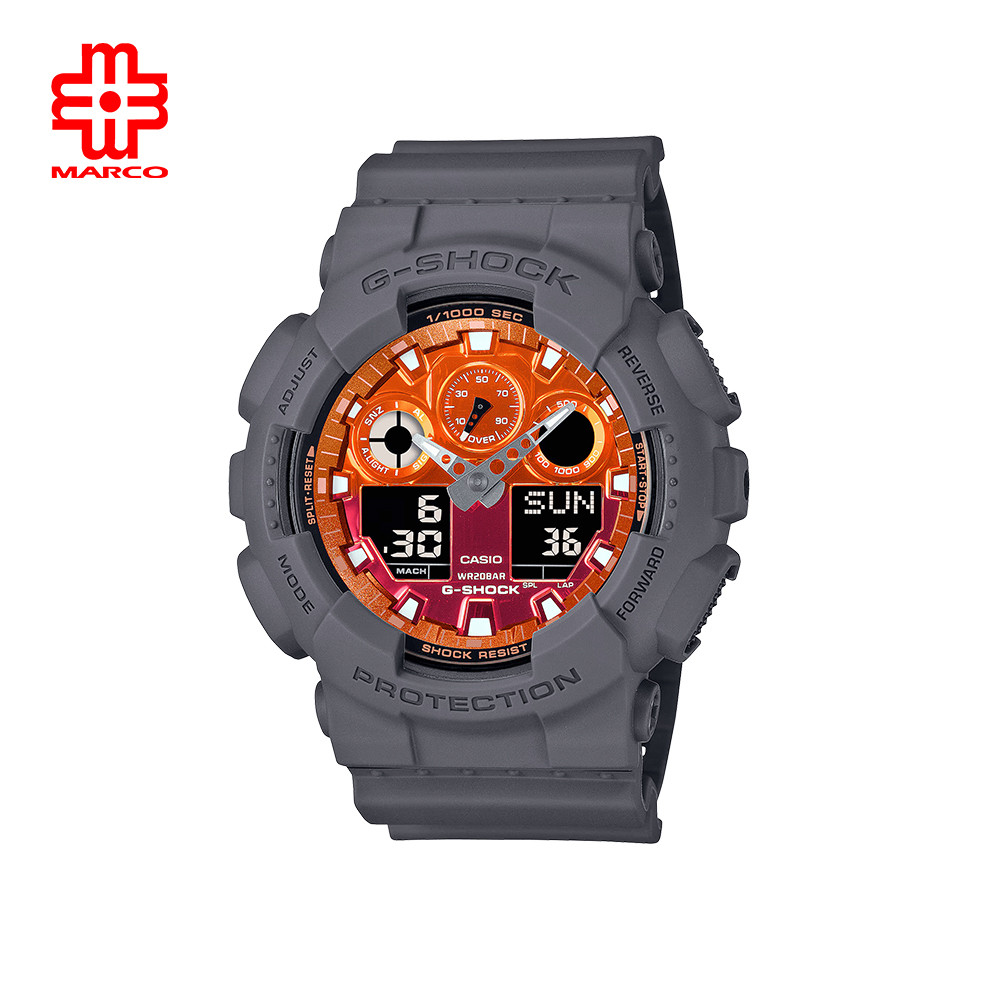 Casio G-Shock Flame Inside Series GA-100FL-8A Grey Resin Band Men Sport Watch | Shopee Malaysia