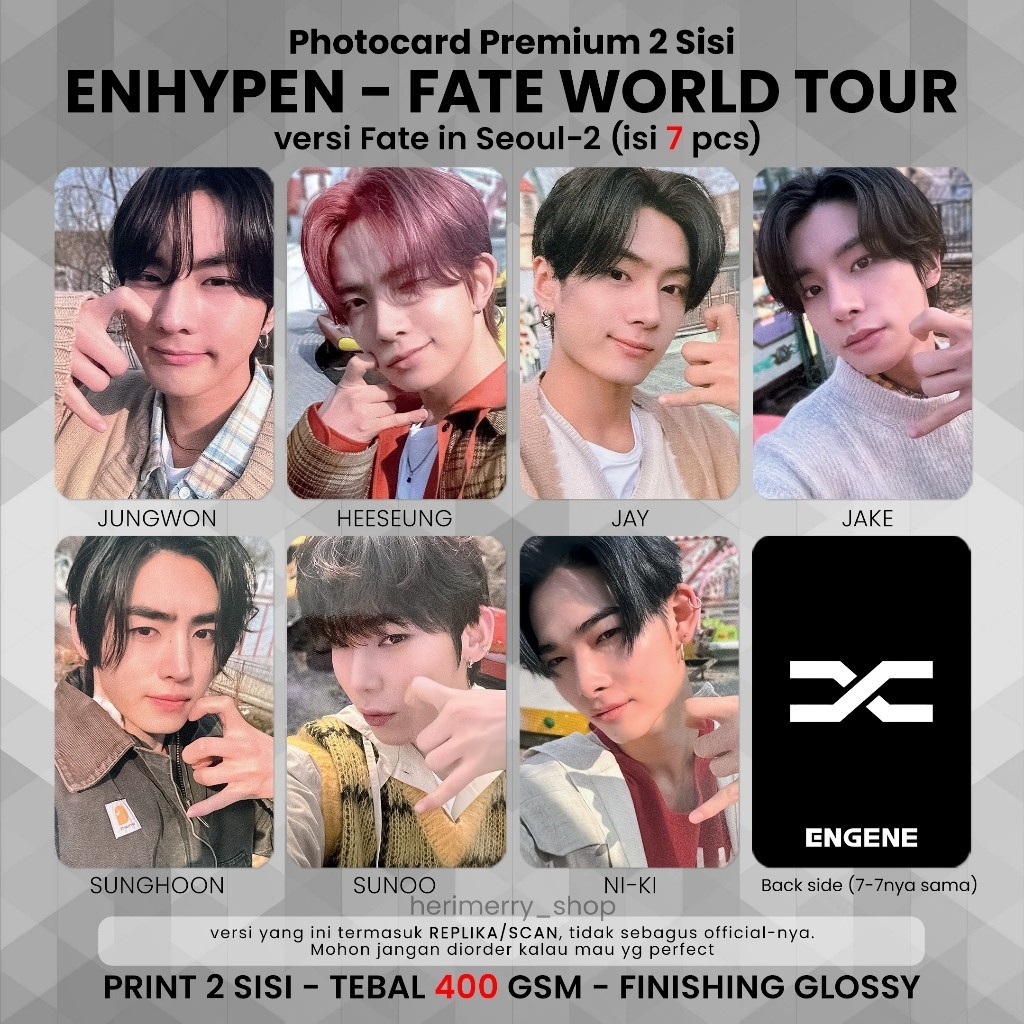 REPLIKA (CONTAINS 7 PCS) Photocard ENHYPEN Fate PLUS IN JAPAN SEOUL ...