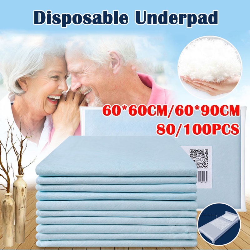 80/100PCS Disposable Underpad Adult Incontinence Pad Super Absorbent ...