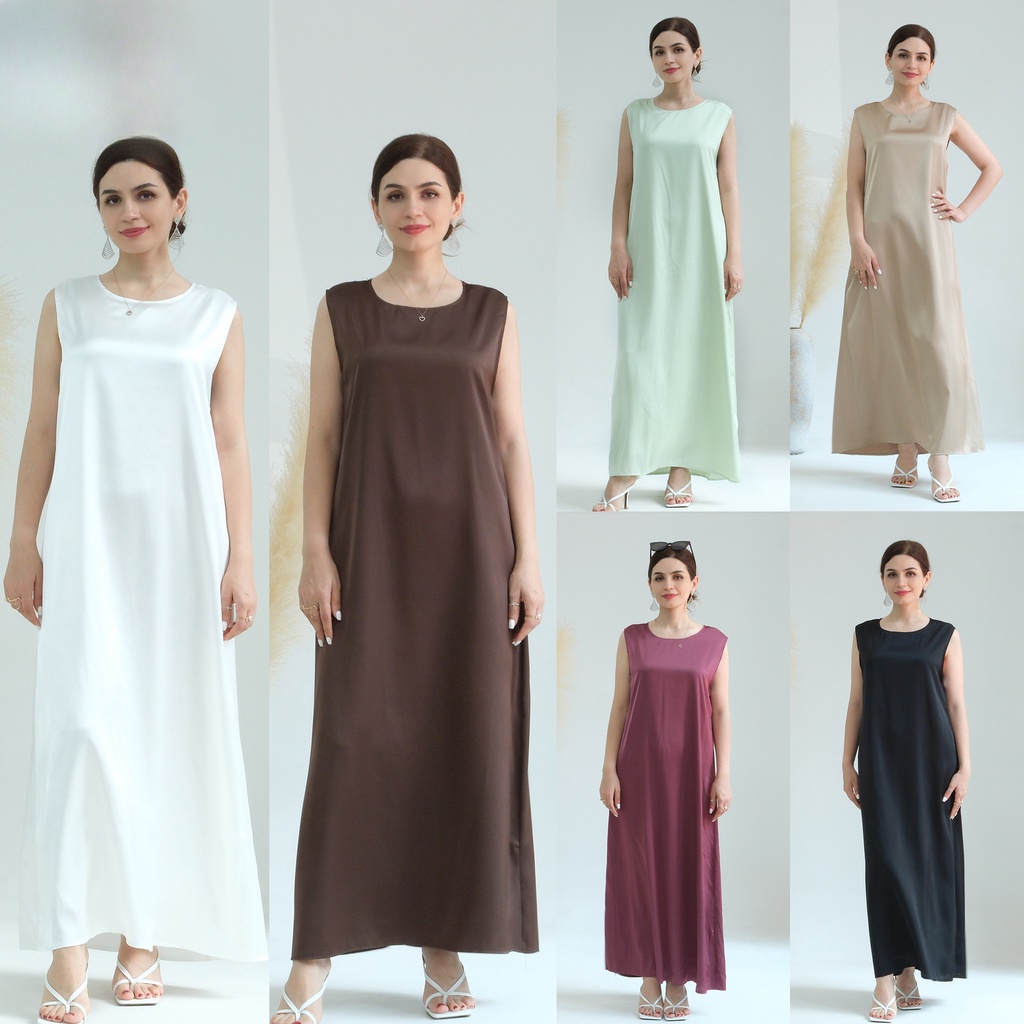 plain color Abaya inner white Women Muslim ABAYA inner dress Muslimah ...