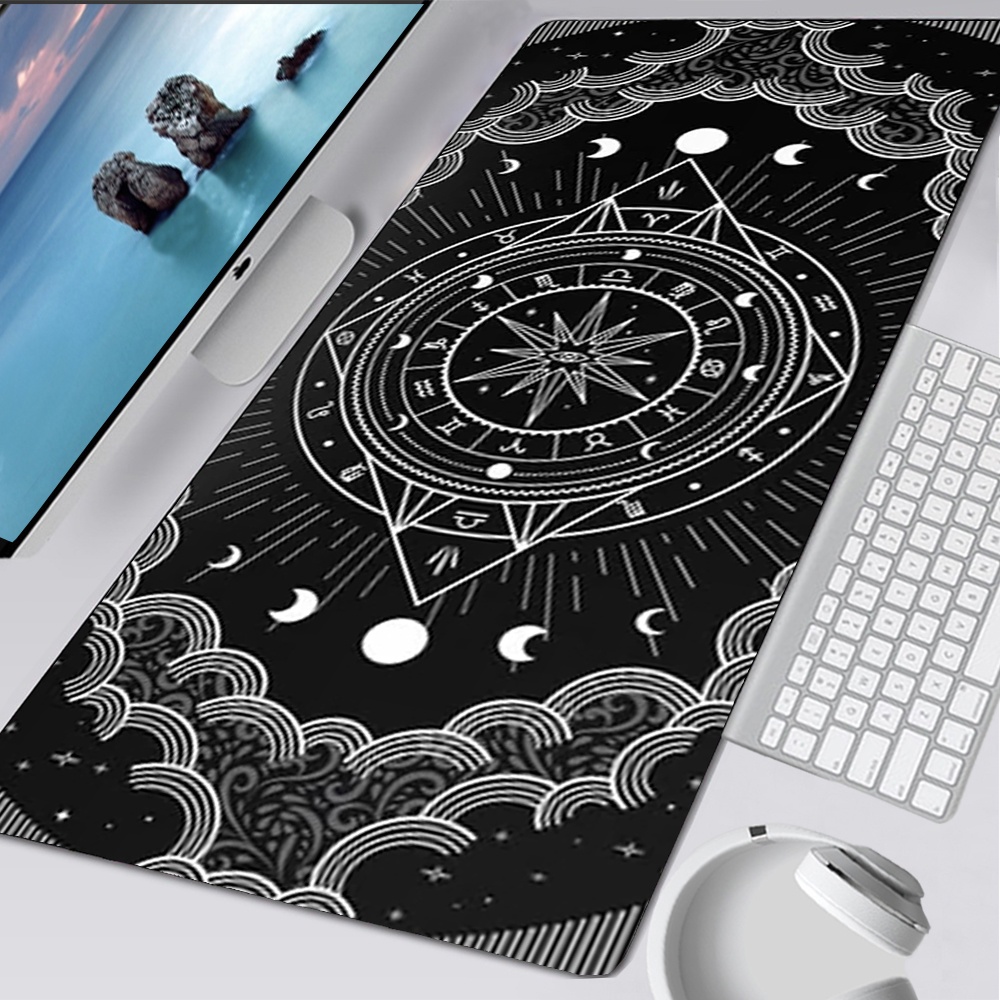 Space Mouse Pad Large Kawaii Laptop Carpet Black and White Mousepad ...