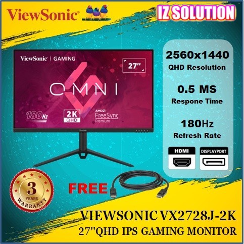 ViewSonic OMNI 27" VX2728J / VX2728J-2K QHD IPS GAMING MONITOR ...