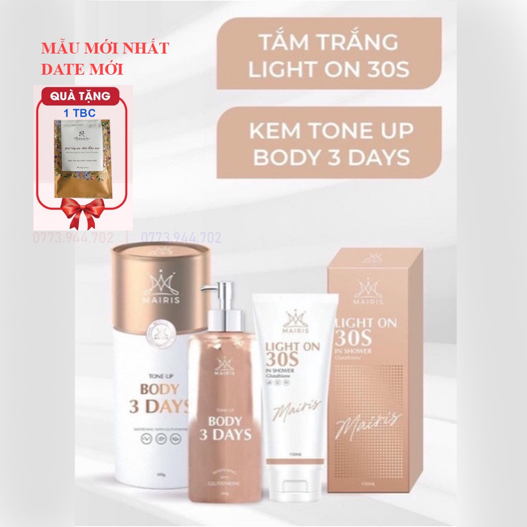 Free TBC - 30s Light On Whitening Bath Combo and 3 Days Mairis Whitening Infusion Body Combo ...