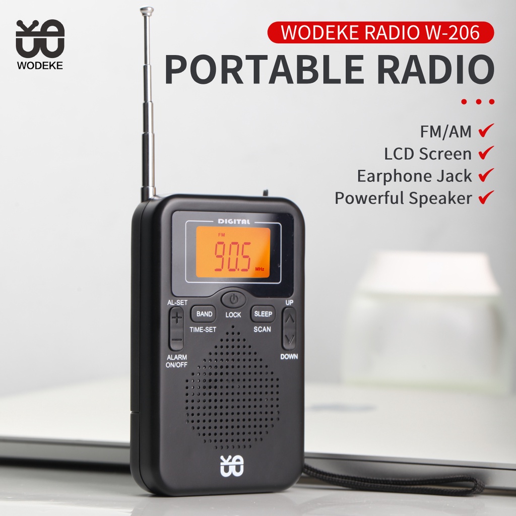 Wodeke Pocket Radio W-206 Portable Mini Size Dual Band FM/AM Radio Gift ...