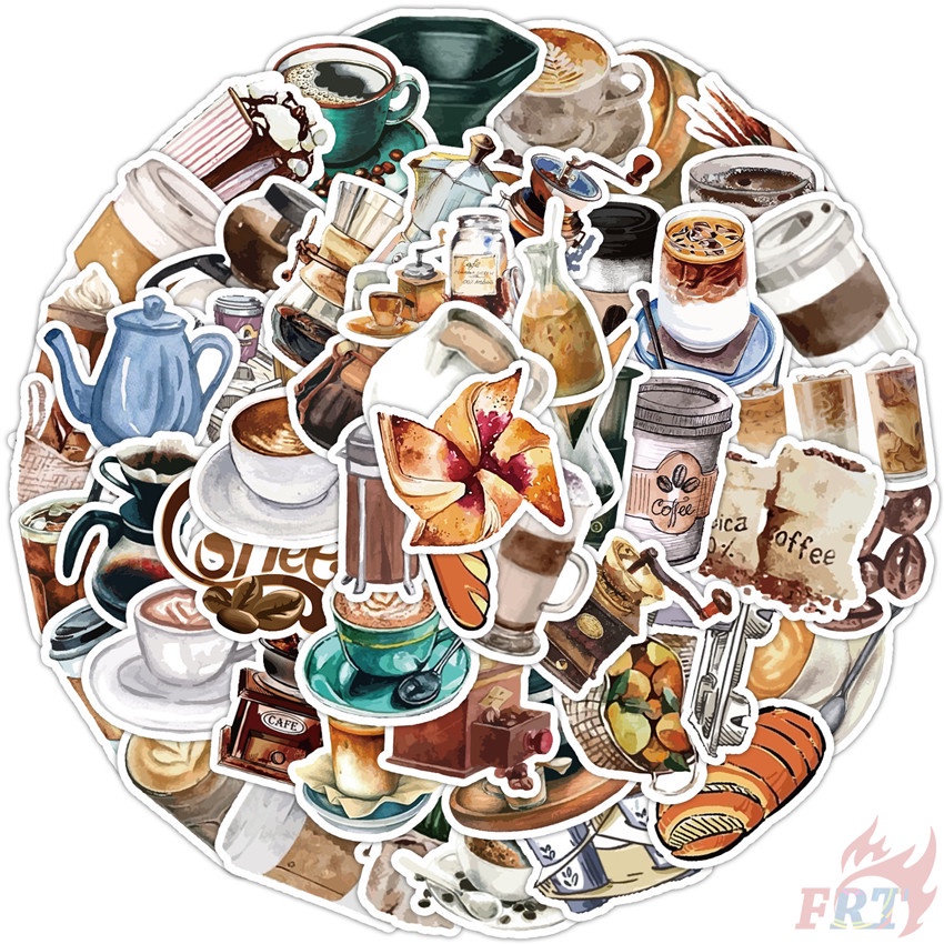 50Pcs/Set Coffee Date Series 02 Stickers DIY Fashion Waterproof Doodle ...