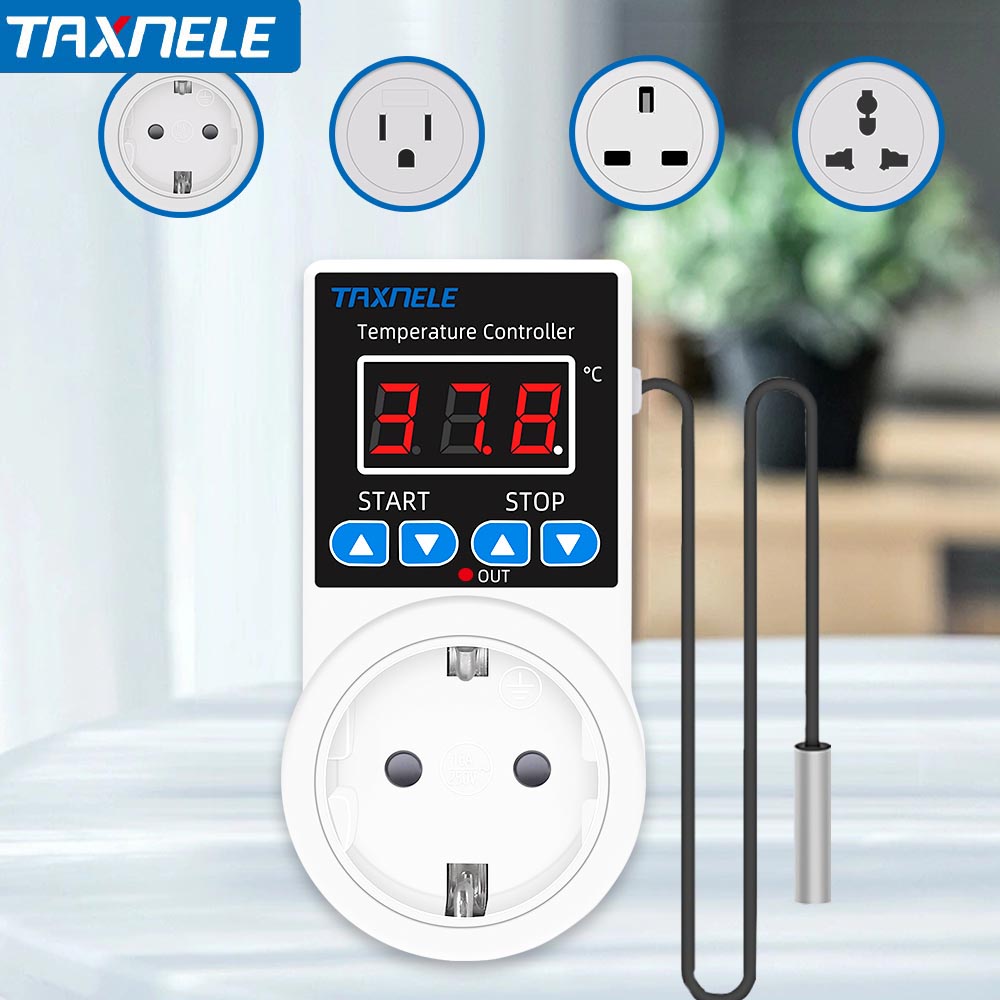TAXNELE 110V 220V Socket Thermostat Digital Temperature Controller NTC Sensor Probe | Shopee ...