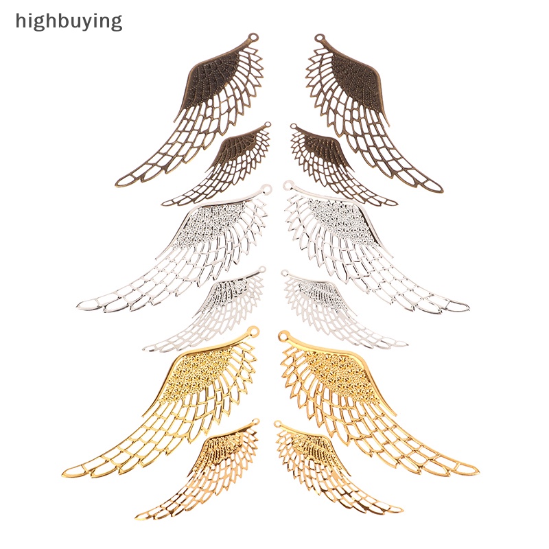 HBMY 10Pcs Gold Color/Silver/Bronze Filigree Wraps Angel Wings Pendant ...
