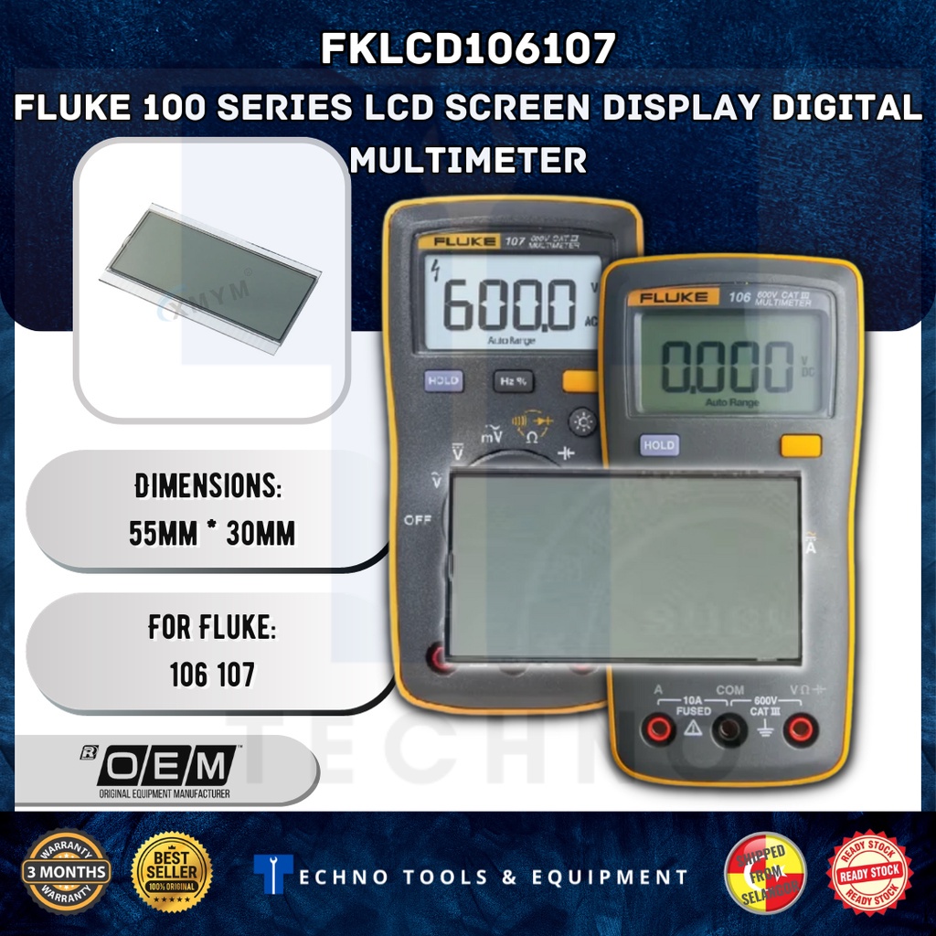 FLUKE Multimeter LCD Display Screen For 15B 17B MAX / 15B+ 17B+ / 115C - 117C / 106 107 Ready ...