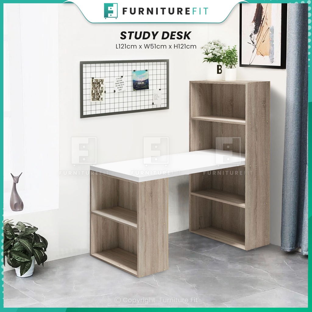 FurnitureFit L-Shaped Study Table + Bookshelf | Study Table | Bookshelf ...