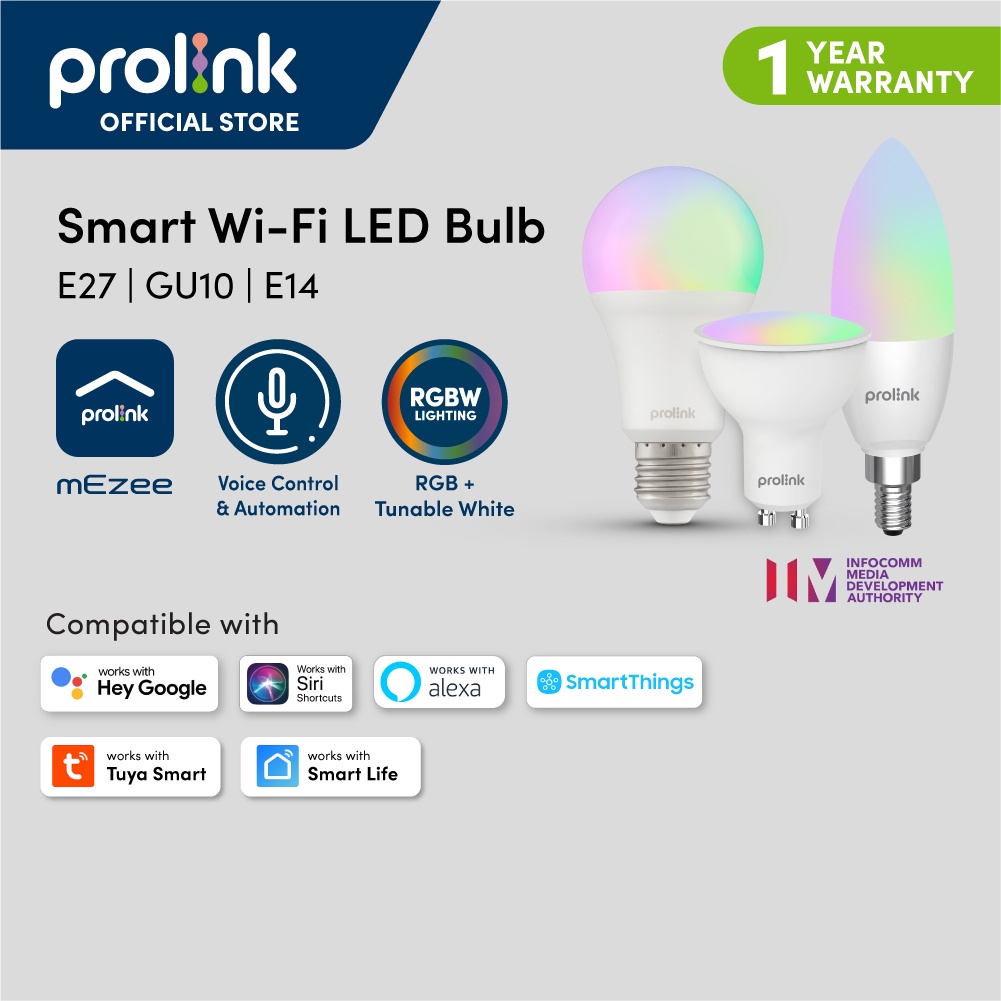 Prolink Smart Wi-Fi LED Bulb 5W (GU10/ E14/ E27) - Voice Control ...