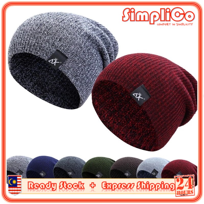 SIMPLICO Unisex Winter Hat Wool Knitted Stylist Cap Topi (Type 4 ...