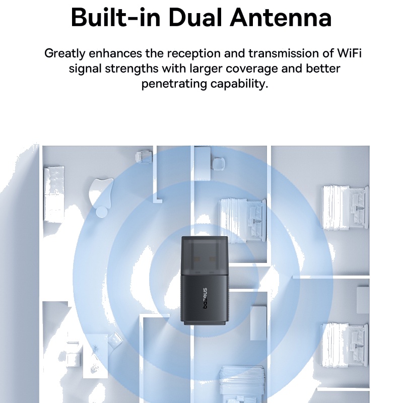 Baseus 2.4GHz usb wireless card wifi receiver laptop connection ...
