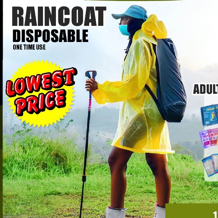 JUNGLEMAN Outdoor Raincoat Disposable Baju Hujan One Time Use Adult ...
