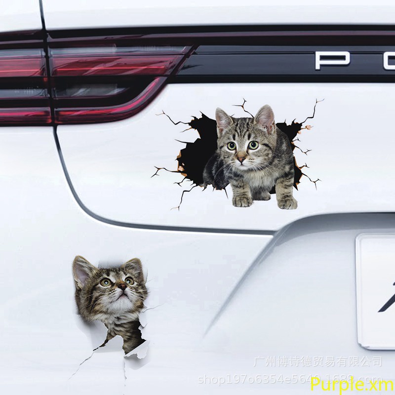 【Ready Stock】1PC Cute Cat Car Sticker 3D Animal Vinyl Decal Reflective ...