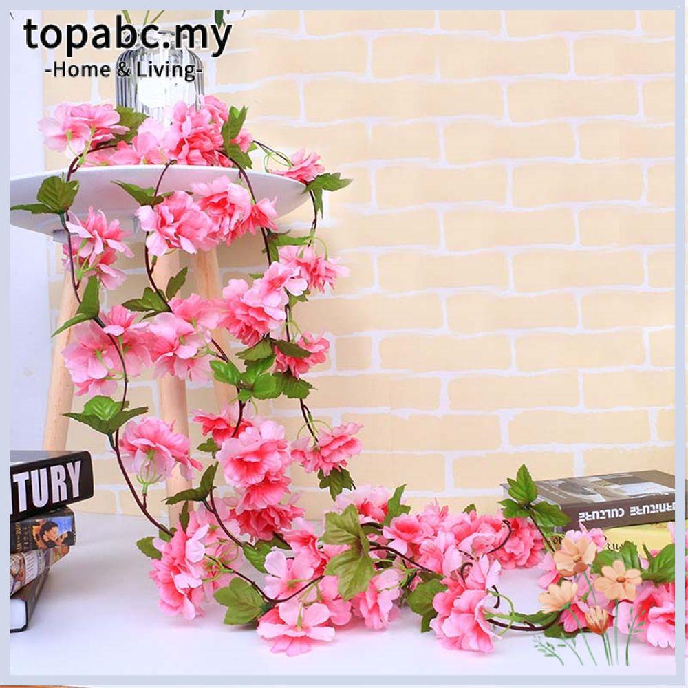 TOPABC 2.2m 7.2ft Artificial Silk Sakura Layout Garland Wreath Wedding ...