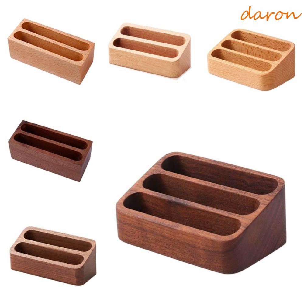 DARON Solid Wood Desktop Business Card, Memo Holder Solid Wood Wooden ...