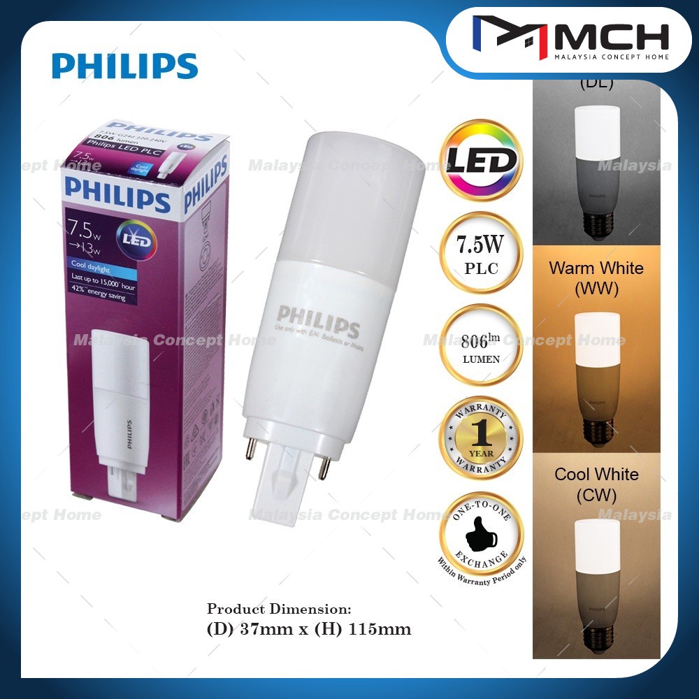 PHILIPS 7.5W/9W PLC LED STICK BULB | Shopee Malaysia