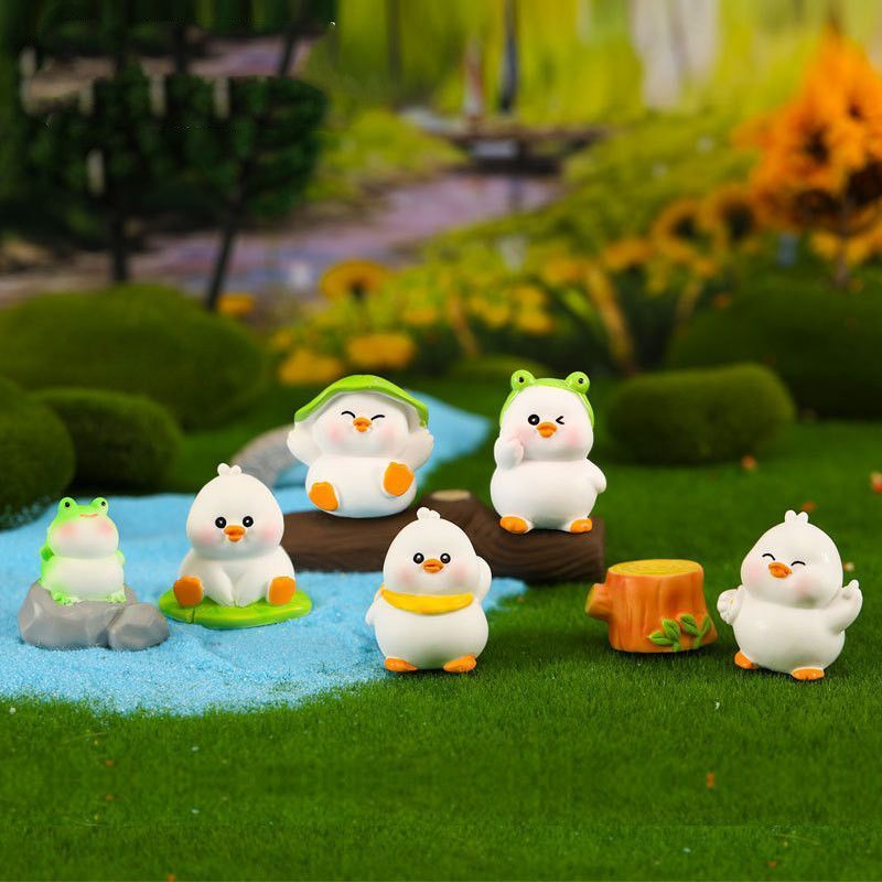 7Pcs/set Cartoon Lotus Leaf Duck Miniatures Mini Figures DIY Fairy ...