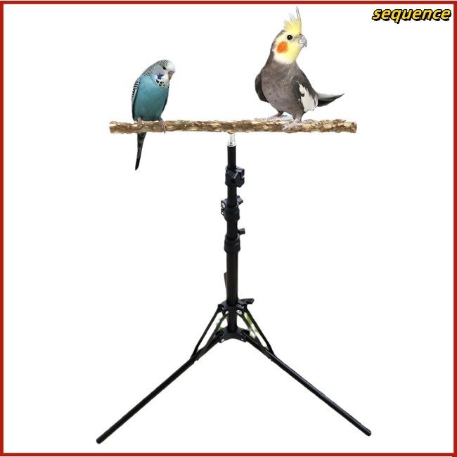 Se Adjustable Height Bird Perch Stand Natural Pepper Wood Parrot Perch ...