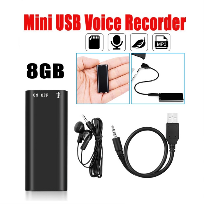 8GB Professional Mini Perakam Suara / Audio Mini Digital MP3 Player 3 ...