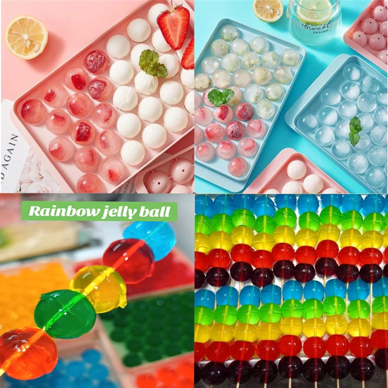 acuan jelly ball 33 Grids Round Ice Cube Tray Ball Jelly Mold Maker Ice ...