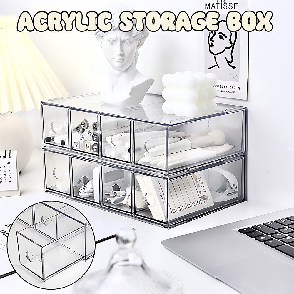 Acrylic cosmetics storage box Transparent Desktop Organizer Box ...