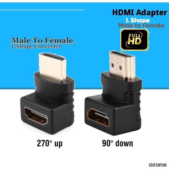 HDMI 90 270 degree L shaped Connector Cable Male to Female Converter ...