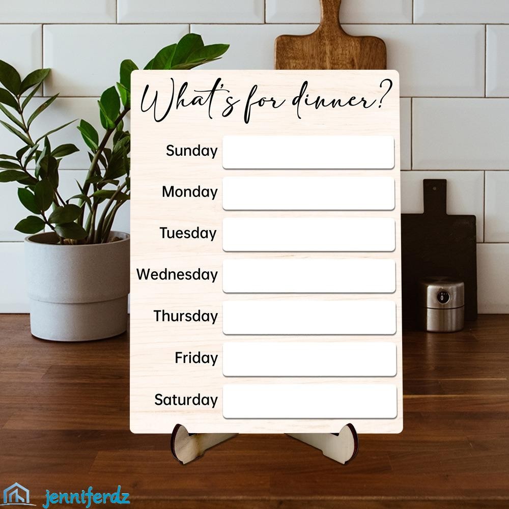 JENNIFERDZ Fridge Meal Planner, Wood with Pen Weekly Food Menu Board ...