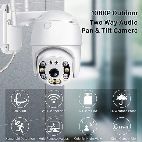 Smart Pan Tilt Camera, 2K WiFi outdoor Home Security Dome Camera with ...