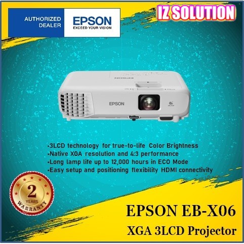 EPSON EB-X06 XGA 3LCD Projector 3600 Lumens for Home and Business ( VGA ...